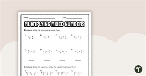 Multiplying Mixed Numbers Worksheets