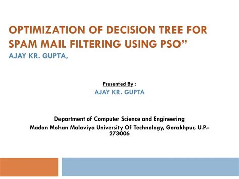 Optimization Of Decision Tree For Spam Mail Filtering Using Pso And