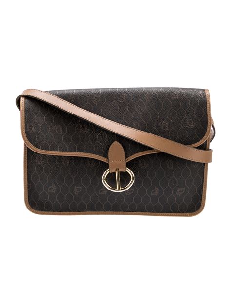 Christian Dior Vintage Honeycomb Crossbody Brown Shoulder Bags