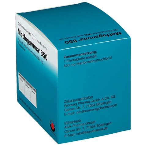 Metfogamma 850 120 St Mit Dem E Rezept Kaufen Shop Apotheke