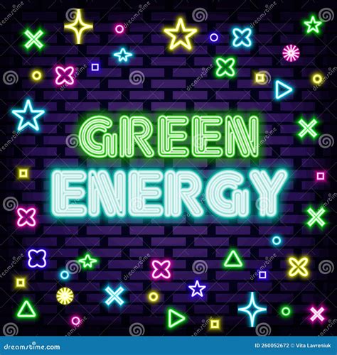 Green Energy Neon Quote Neon Script Light Art Stock Vector Illustration Of Green Type