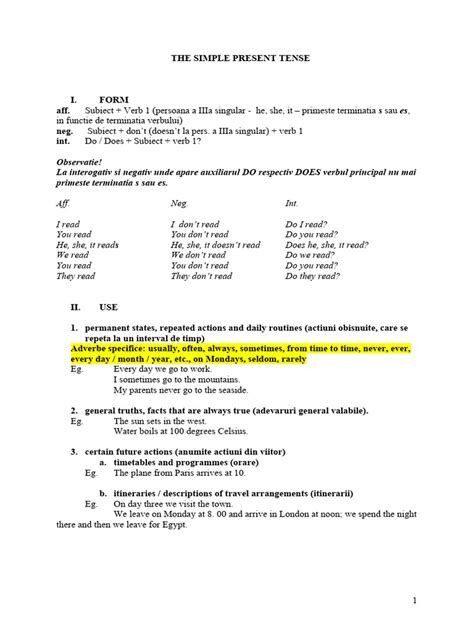 The Tenses Pdf Grammatical Tense Syntax
