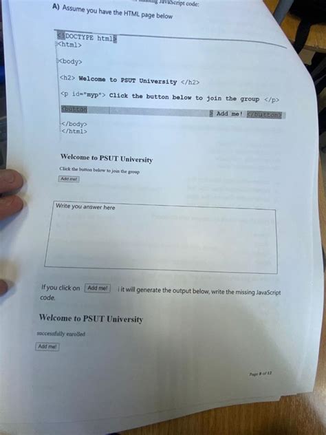 Solved Issing Javascript Code A Assume You Have The Html Chegg