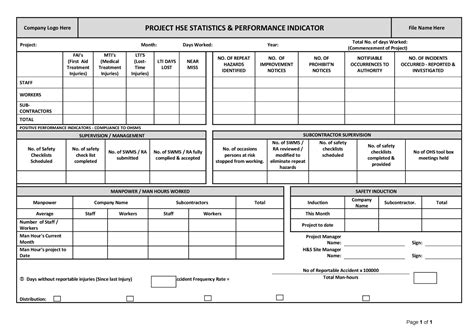 Project Ohs Statistics And Performance Indicator Report