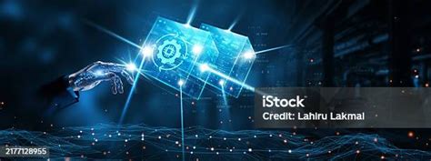 오토메이션 사업가 기계 로봇 손 터치 자동화 네트워크 기술 인터페이스 효율성 혁신 생산성 통합 감시에 대한 스톡 사진 및 기타 이미지 Istock