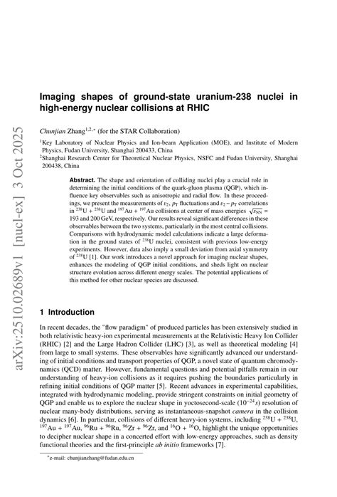 Pdf Imaging Shapes Of Ground State Uranium 238 Nuclei In High Energy