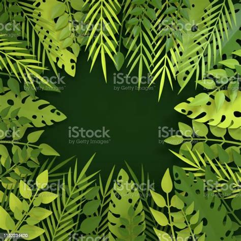 열 대 종이 팜 몬스 테라 나뭇잎 프레임 여름 열 대 잎 종이 접기 이국적인 하와이 정글 여름 배경입니다 종이 컷 스타일 3d 렌더 패턴에 대한 스톡 사진 및 기타 이미지