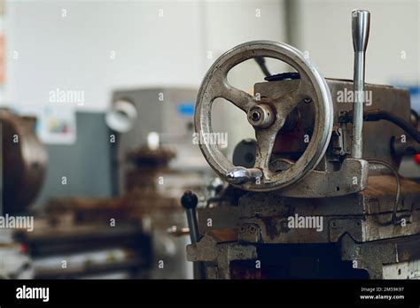 Old Lathe For Metal Processing Type Of Metal Machine Parts In Lathe