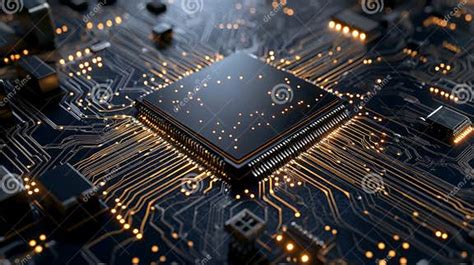 A Close Up Of A Glowing Microprocessor On A Circuit Board The Image