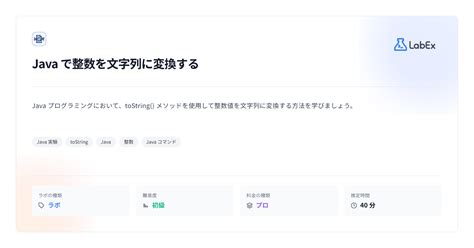 Java で整数を文字列に変換する方法 Labex