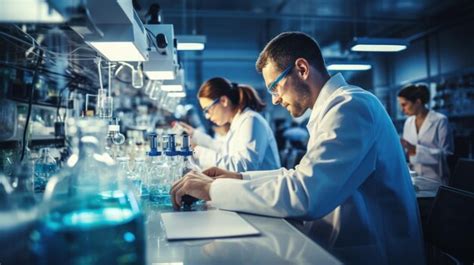 Premium Photo Solar Engineer In Modern Laboratory Conducting Experiments And Analyzing