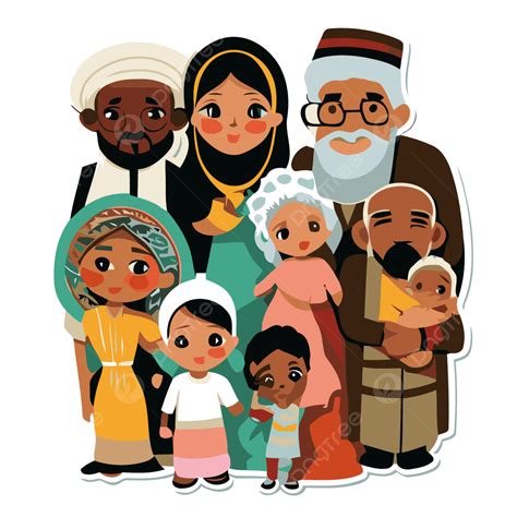 En El Estilo De Colorismo Audaz Vector Png Diseño De Pegatinas Con Familia Multicultural De