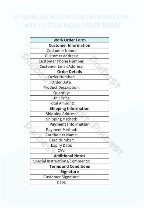 Optimize Your Business Workflow With Tailored Work Order Forms Excel