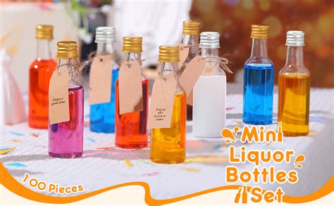 Yinder 100 Pcs Mini Liquor Bottles Set 50ml 1 7oz Plastic