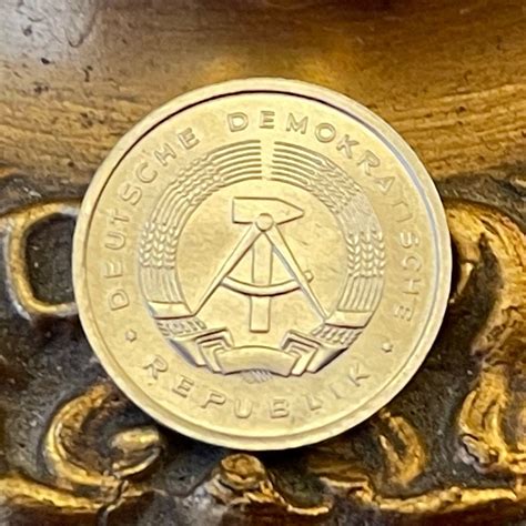 Hammer Compass Corn Wreath 5 Pfennig Communist East Germany Authenti