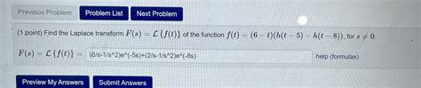 solved 1 ﻿point ﻿find the laplace transform f s l{f t }