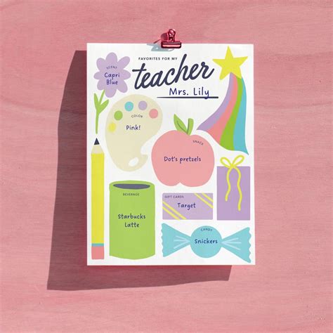 Teacher Favorites Printable First Day Of School Teacher T Idea