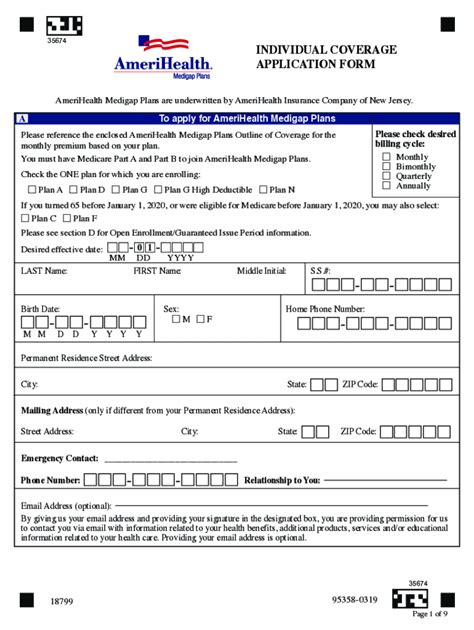Fillable Online Amerihealth Medigap Enrollment Form Fax Email Print
