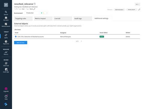 connect feature flags to issues in split and jira