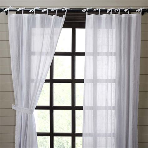 Whisper White Farmhouse Curtains Cecilia Tie Top Cotton Tie Backs
