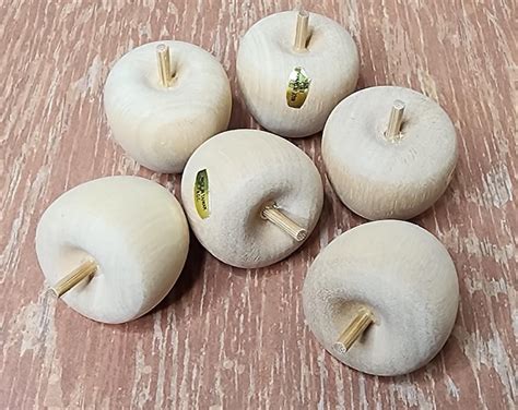 6 Vintage Wooden Miniature Apples Tiny Crafting Apples Miniature Natural Wood Apples Wood