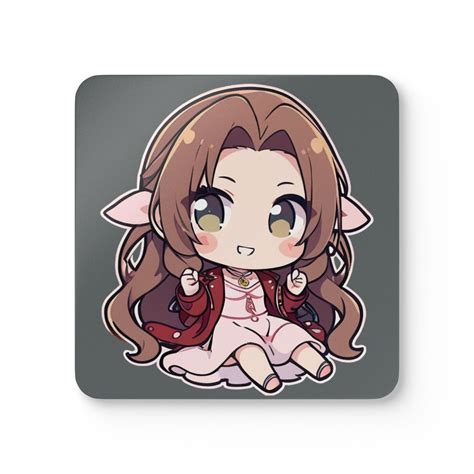 Kawaii Chibi Aerith Coaster Set 4 Count Etsy