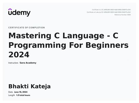 Earned C Programming Certification From Udemy Bhakti Kateja Posted On The Topic Linkedin