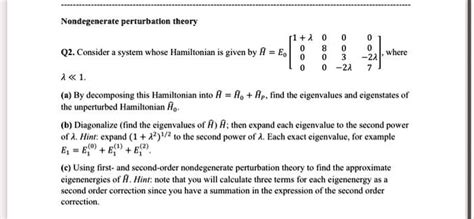 Solved Nondegenerate Perturbation Theory Consider A System Whose