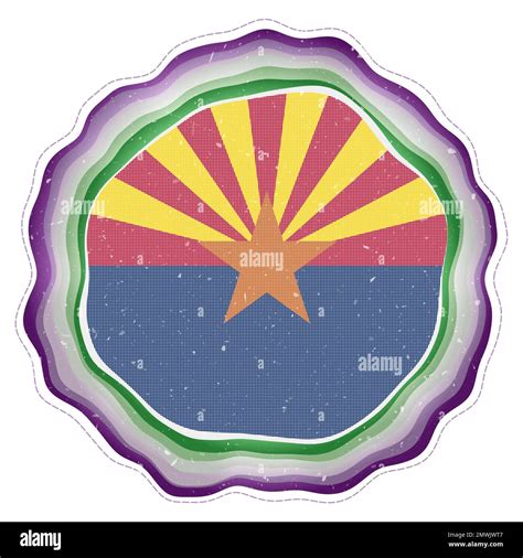 Arizona Flag In Frame Badge Of The Us State Layered Circular Sign Around Arizona Flag Trendy