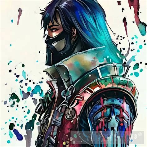 Ai Art Of A Cyborg Male Wearing Fumigation Mask