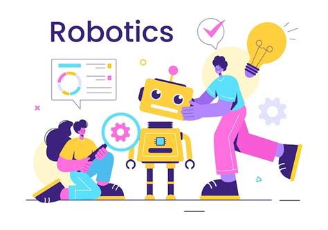 Premium Vector Robotics Vector Illustration Of Artificial Intelligence Robots Communicating