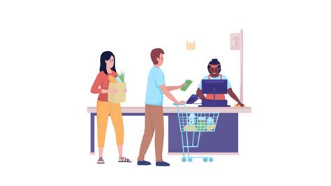 grocery store checkout cartoon