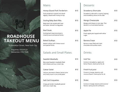 Free Takeaway Menu Templates Editable And Printable