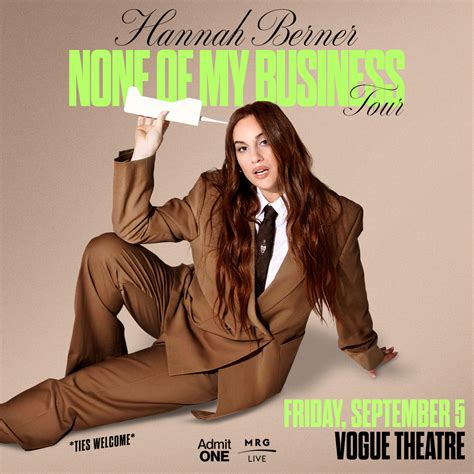 Hannah Berner None Of My Business Tour Vancouver Event Tickets
