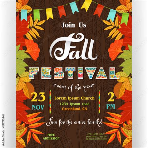 Fall Festival Poster Template With Ornate Letters Colorful Autumn