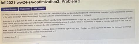 Solved Fall2021 Ww24 S4 Optimization2 Problem 1 Previous