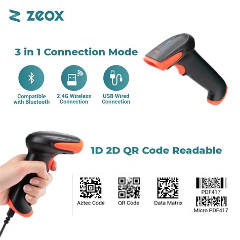 Zeox Essential V2 Wireless 2d 1d Qr Code Handheld Scanner Zt50 Pro