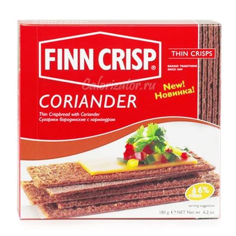 Хлебцы Finn Crisp Codiander Бородинские - калорийность, полезные ...