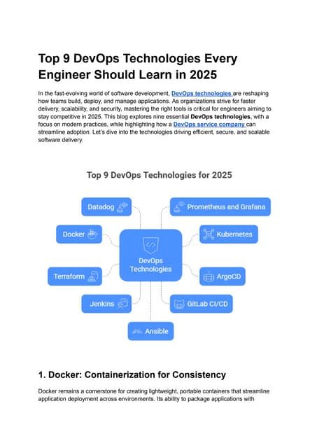 Top 9 Devops Technologies Every Engineer Should Learn In 2025pdf