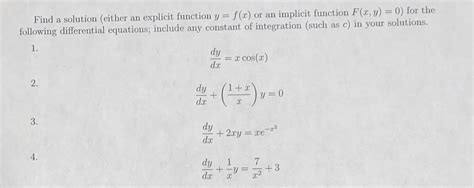 solved find a solution either an explicit function y f x