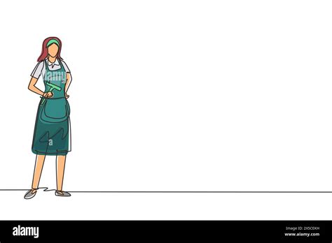 Single One Line Drawing Cleaning Service With Cool Pose Cleaning