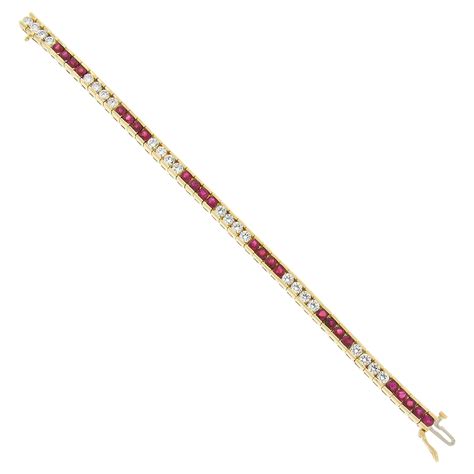Estate Crypell Designer Platinum 905 Ctw Diamond And Ruby Tennis