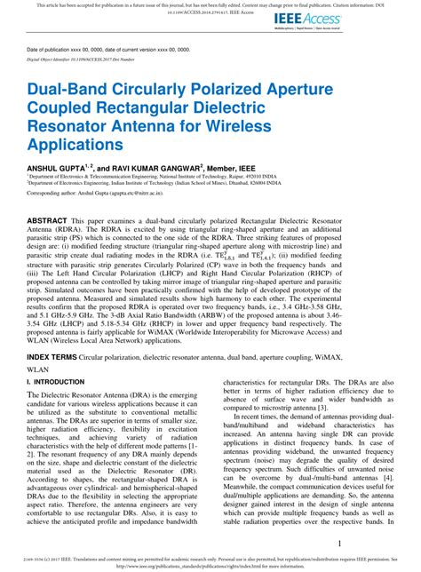 Pdf Dual Band Circularly Polarized Aperture Coupled Rectangular