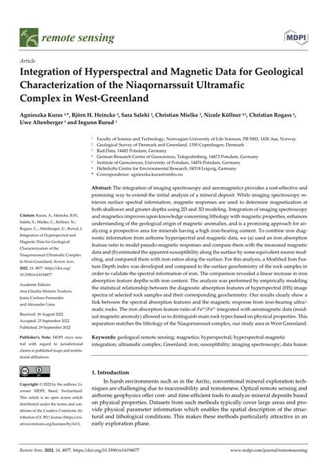 Pdf Integration Of Hyperspectral And Magnetic Data For Geological
