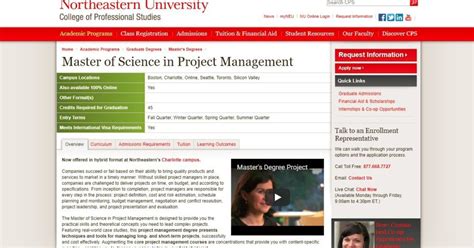 Northeastern University Master Of Science In Project Management In