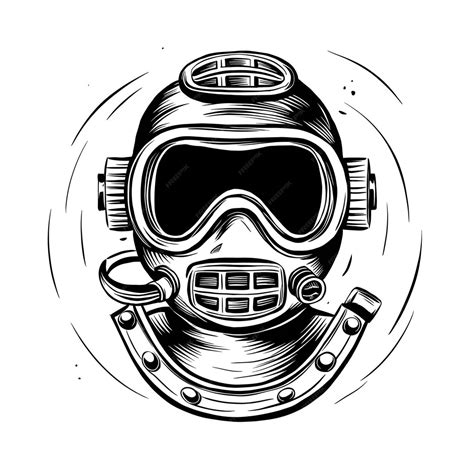 Premium Vector Diving Mask Monochrome Ink Sketch Vector Drawing
