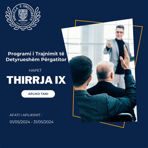 Thirrja E 9 Të Për Aplikime Në Programin E Trajnimit Të Detyrueshëm Përgatitor Për Certifikim