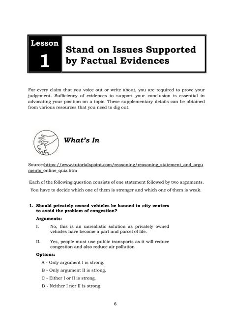 Eapp Quarter 2 Module 2 Stand On Issues Supported By Factual
