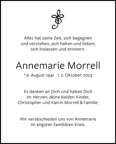 Traueranzeigen Von Annemarie Morrell Augsburger Allgemeine Zeitung