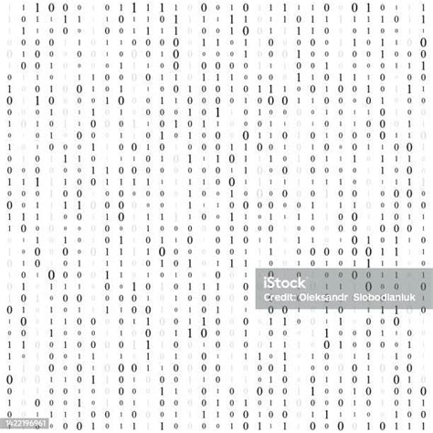 Background With Digits On Screen Binary Code Zero One Matrix White
